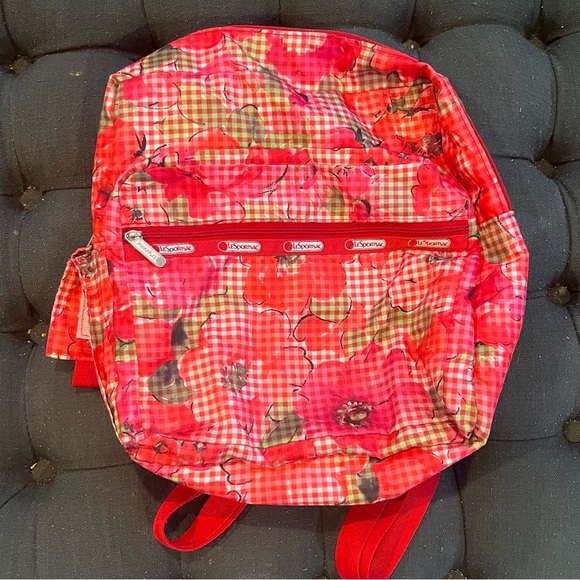 Lesportsac | Bags | Lesportsac Rare Red Plaid Roses Mini Backpack ...